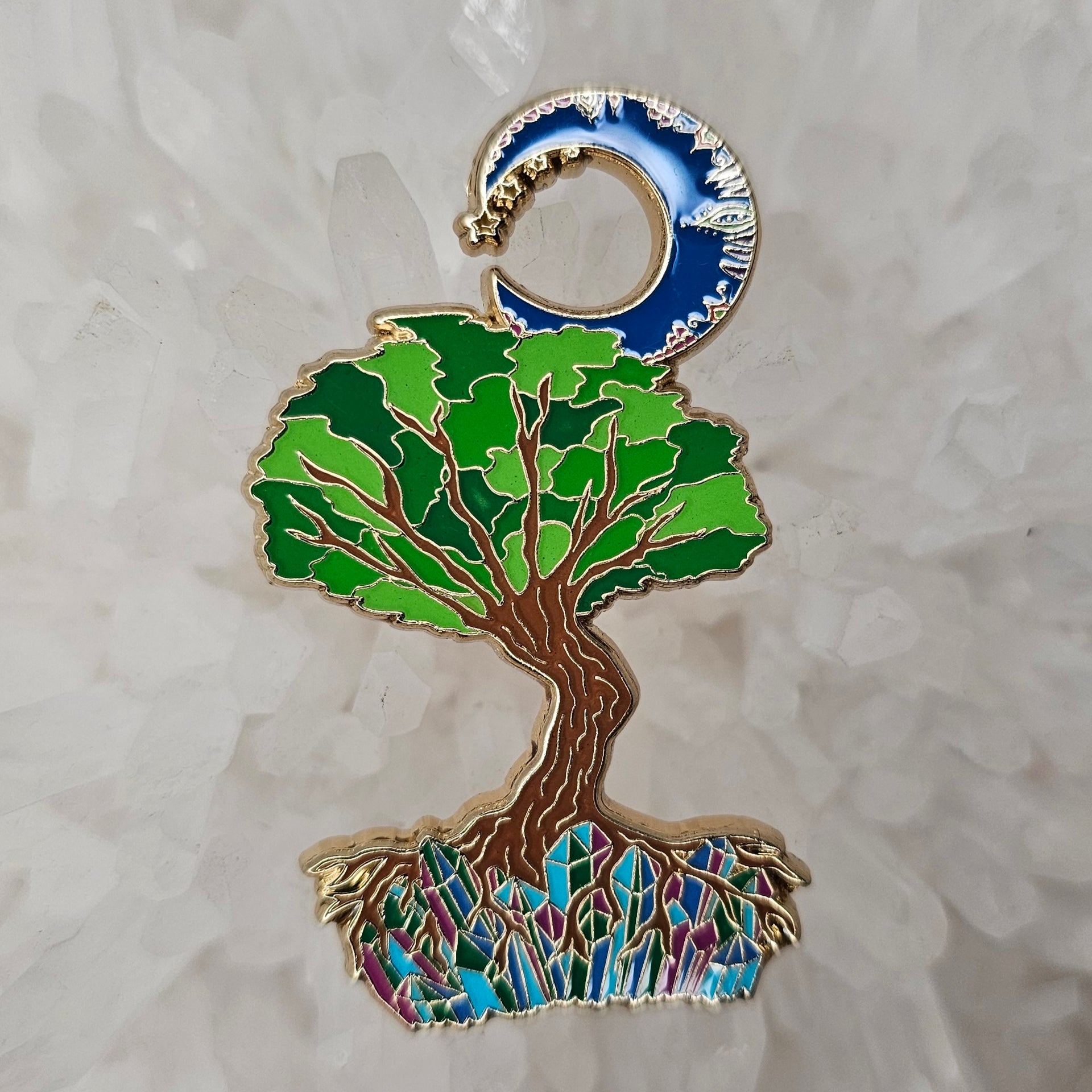 Lunar Bonsai Crystal Roots Moon Psychedelic Art Trippy Enamel Pins Hat ...