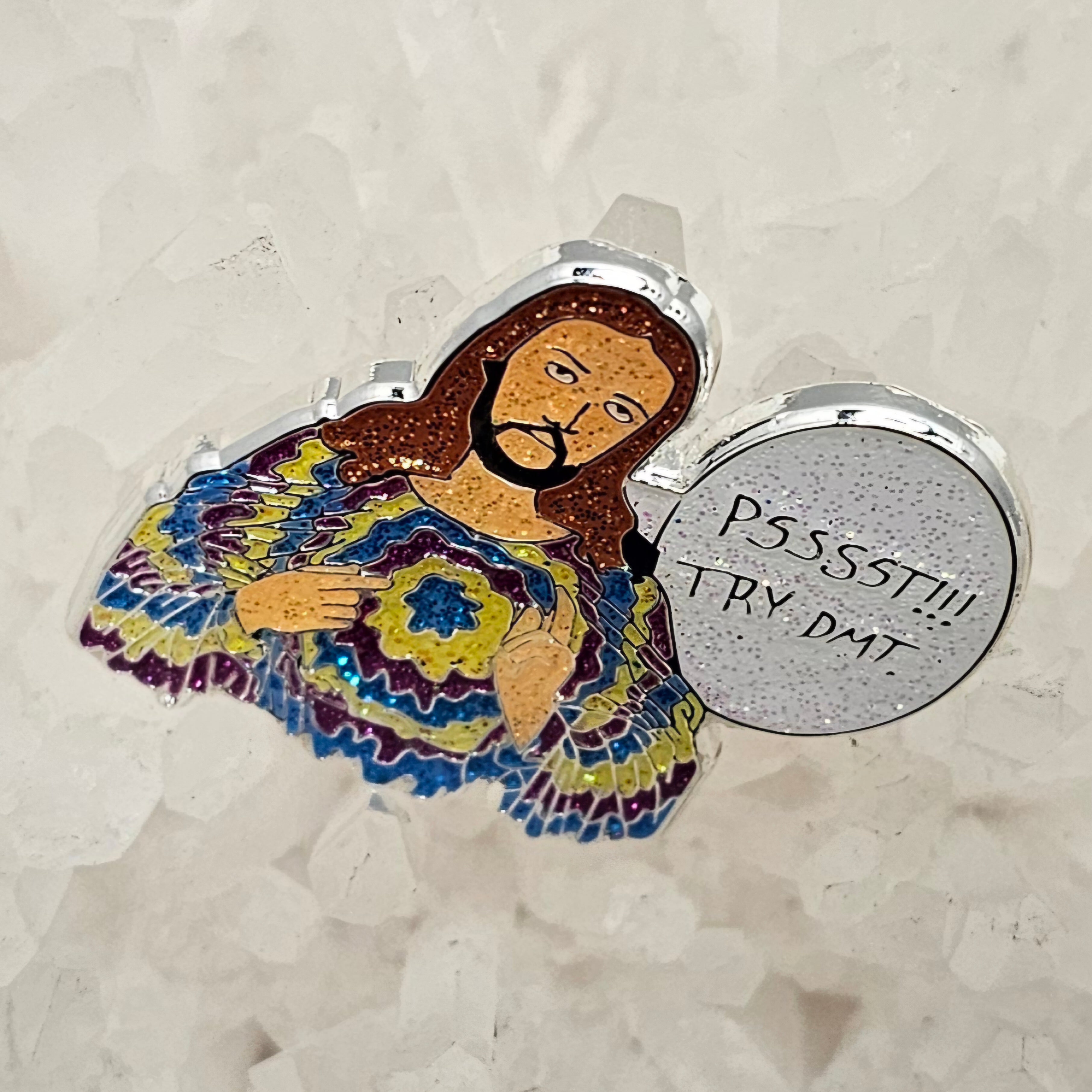 Deemsus Psssst Try Dmt Hippie Jesus Festie Wook Deemster Silver & Glit ...