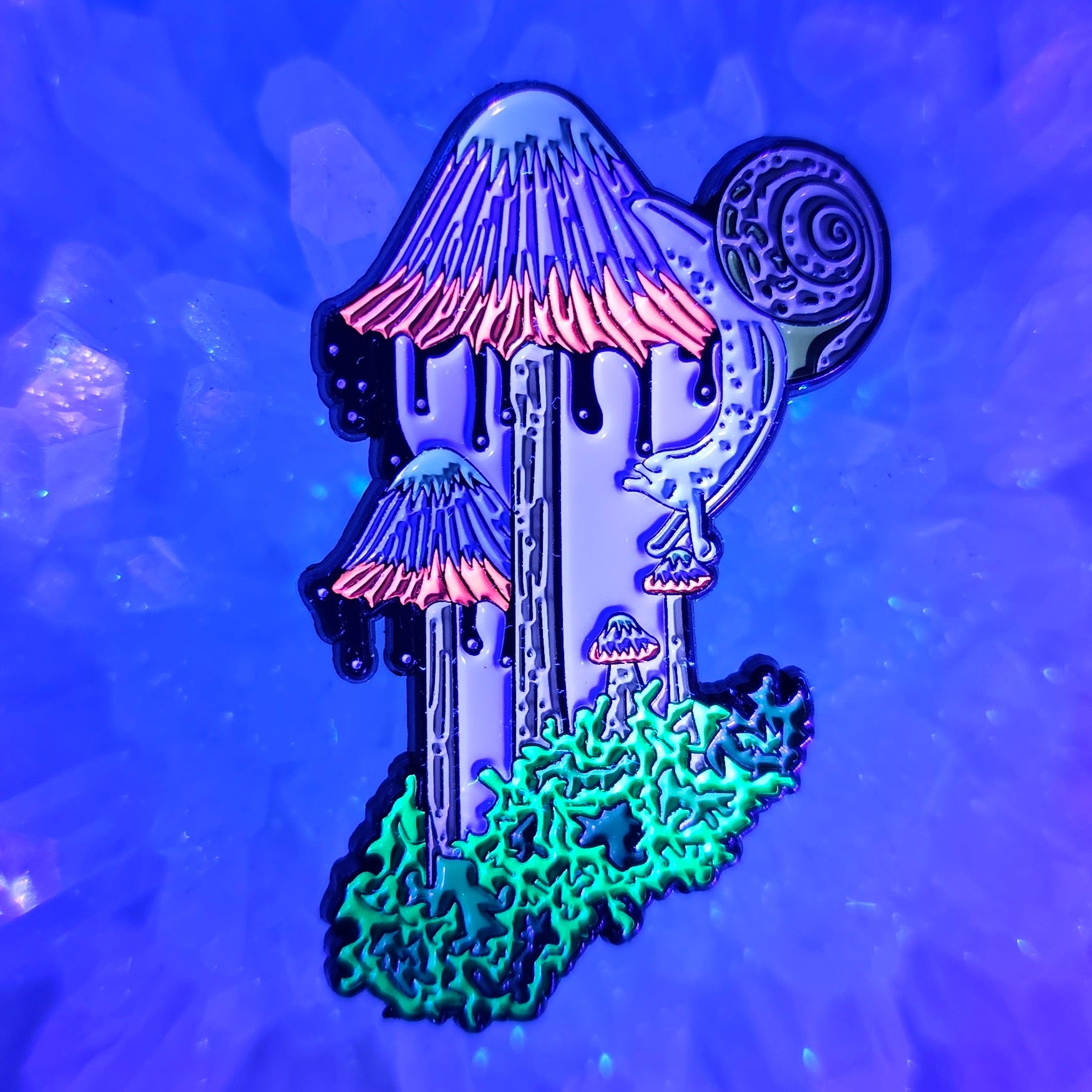 Inky Cap Mushroom Melt Snail Mycology Shroom Psychedelic Art Enamel Pi ...