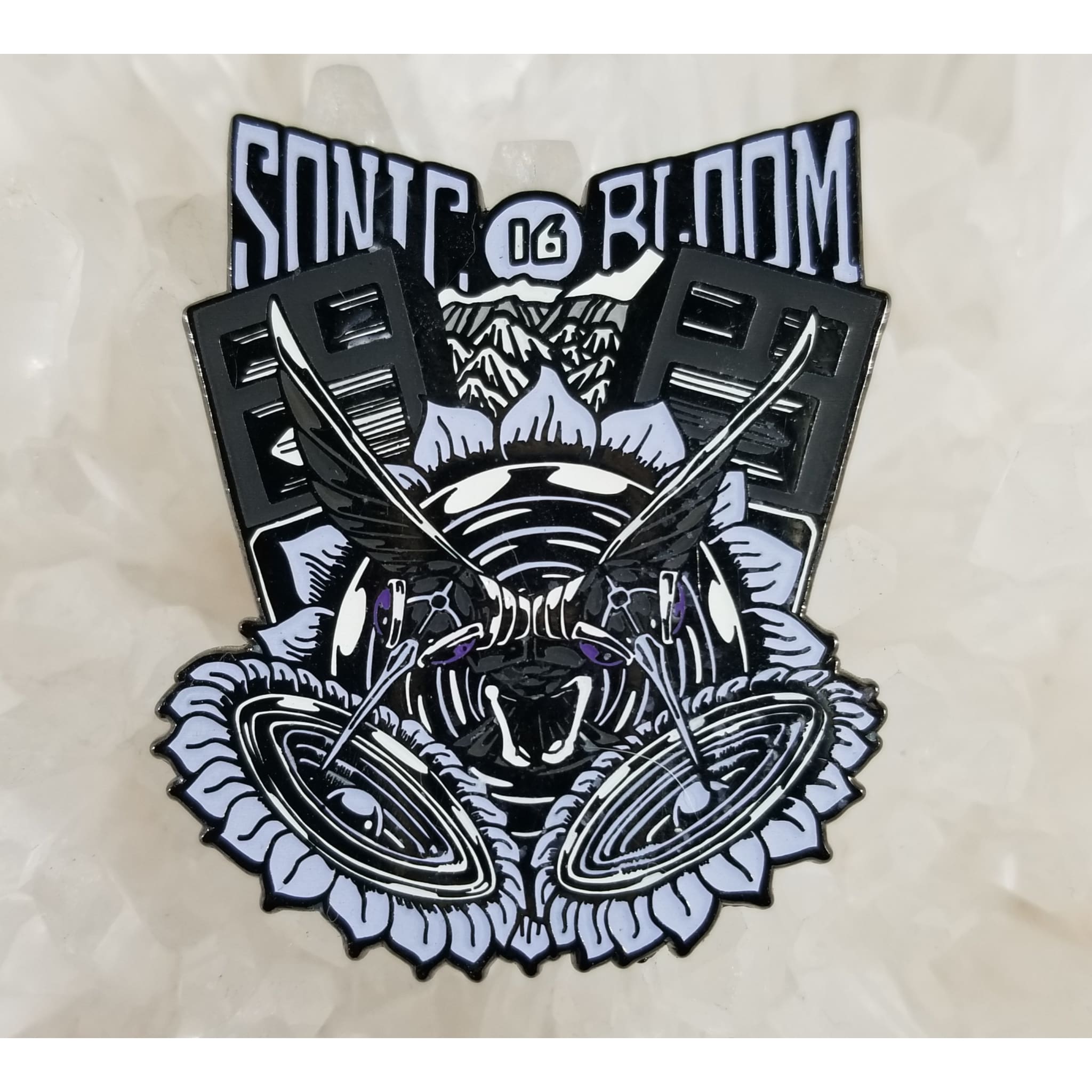 Sonic Bloom Festival Flower Speaker Blast Blue Enamel Hat Pin ...